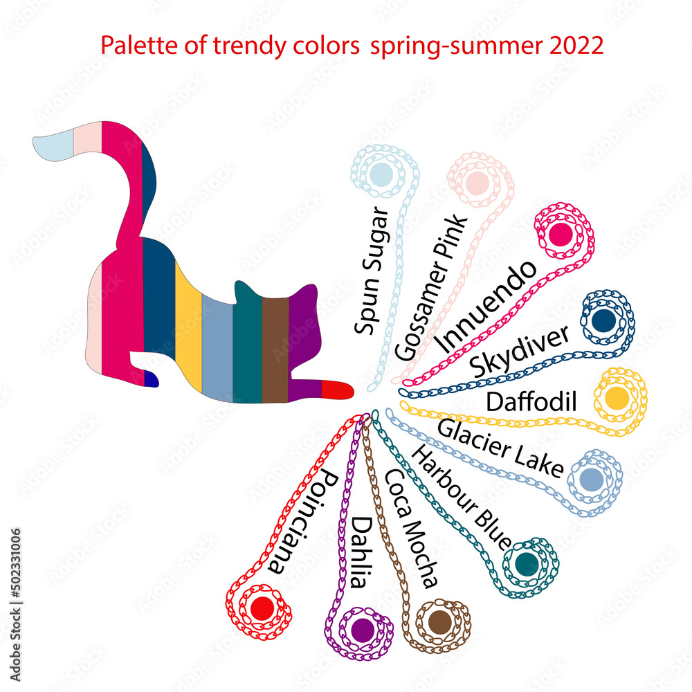 Palette of fashionable shades spring-summer 2022. Collection of ...