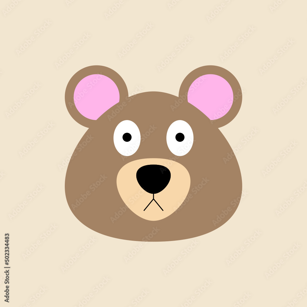 Cute simple bear head vector illustration Stock Vector | Adobe Stock