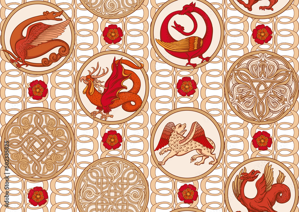 Medieval mythical animals, illuminati manuscript inspiration ...