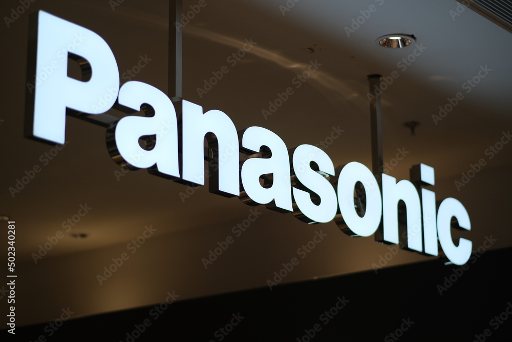 Shanghai,China-Feb. 13th 2022: close up Panasonic store sign and brand ...