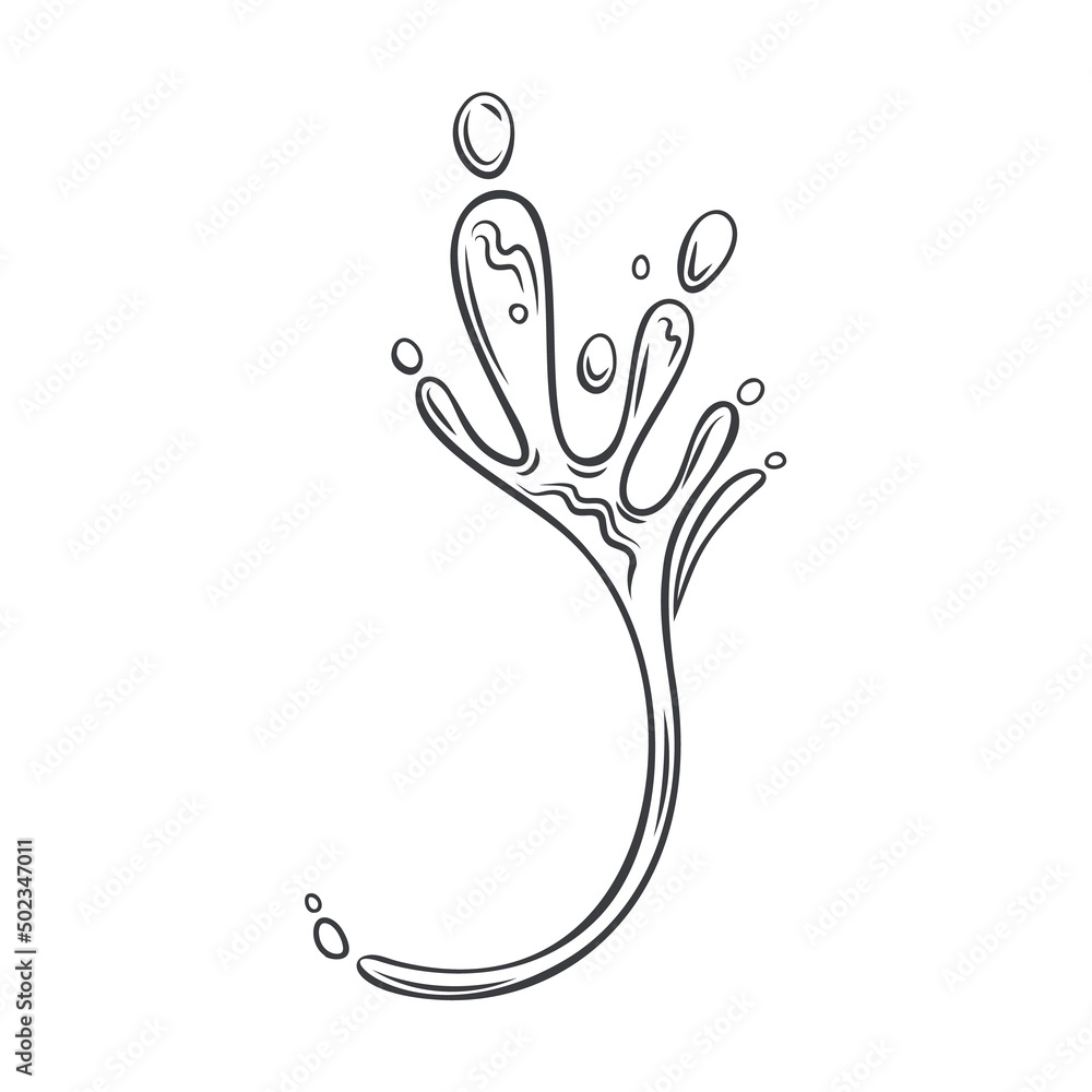 Drops and splashes of water. Outline vector illustration of the water ...