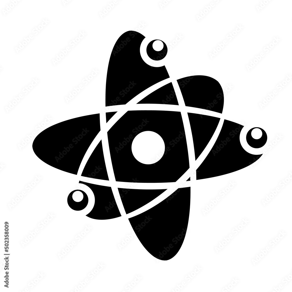 Planetary model of the atom icons. Electrons in orbit around the ...