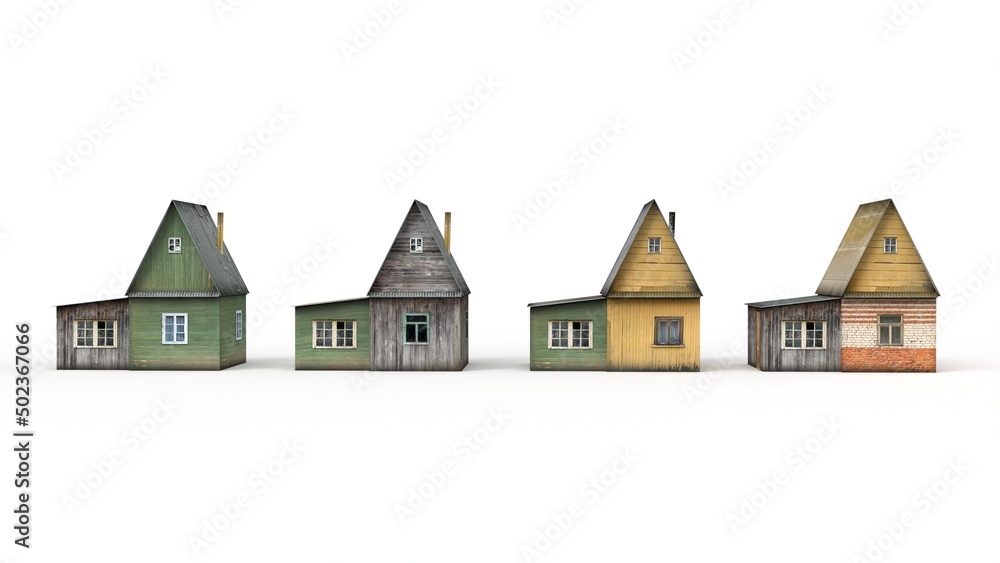 Old building render on a white background. 3D rendering Stock ...