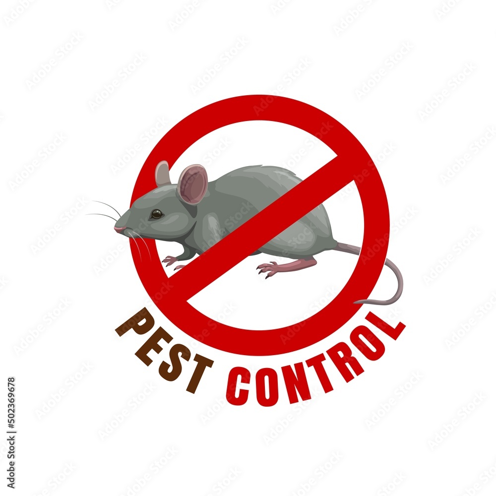Mouse sign, pest control icon for deratizaion and rodents disinfection ...