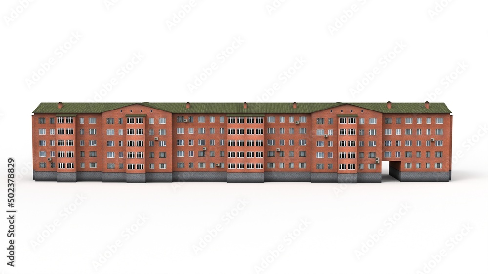 Old building render on a white background. 3D rendering Stock ...