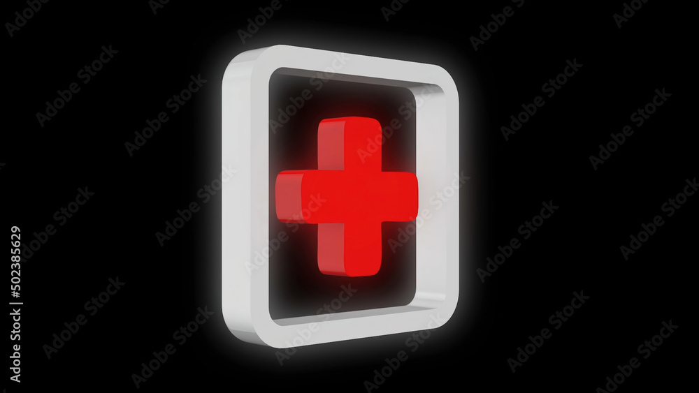 Animation rotating red plus sign on a black background. Concept of ...