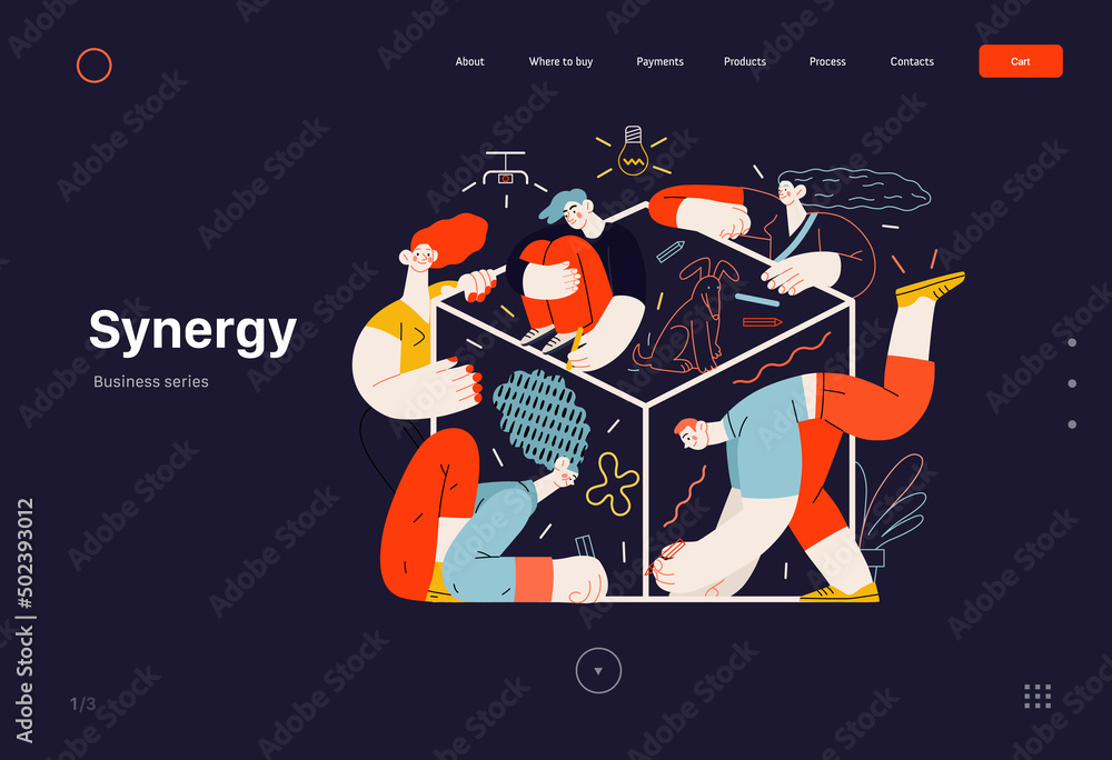 Technology Memphis -Strategic Partership, synergy flat vector concept ...