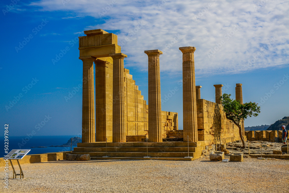 Plakát Historical Landmark in Lindos, Greece, called Lindos Acropolis ...