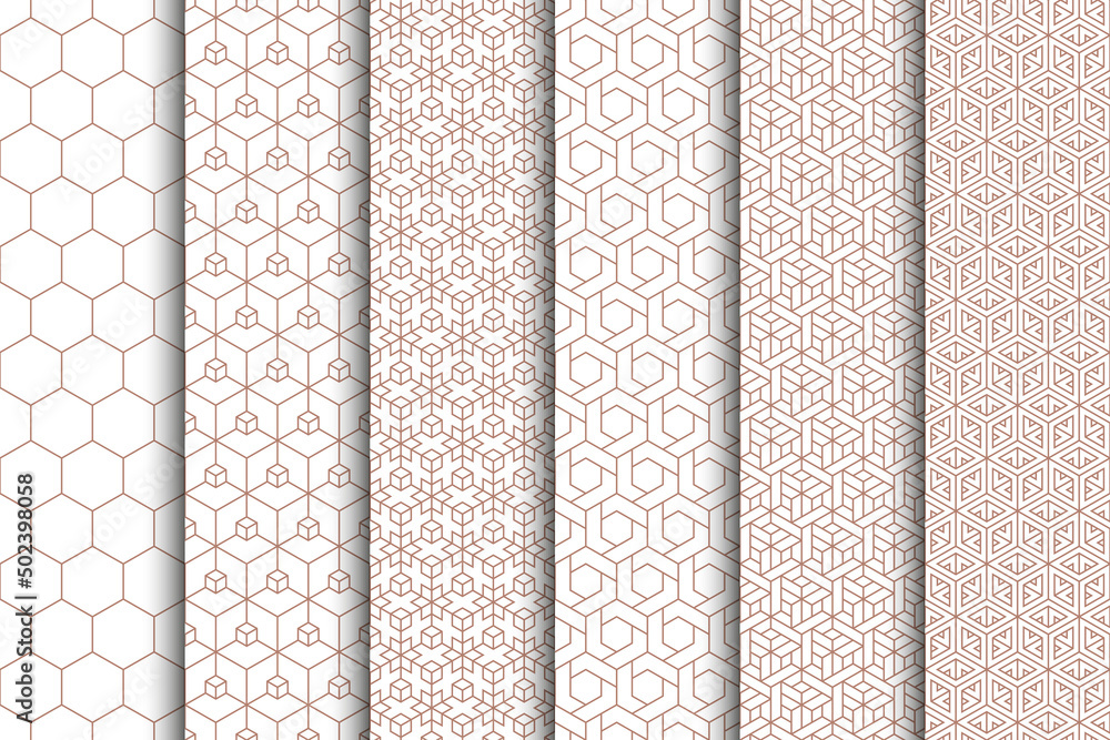 Geometric seamless patterns set. Vector illustration of abstract ...
