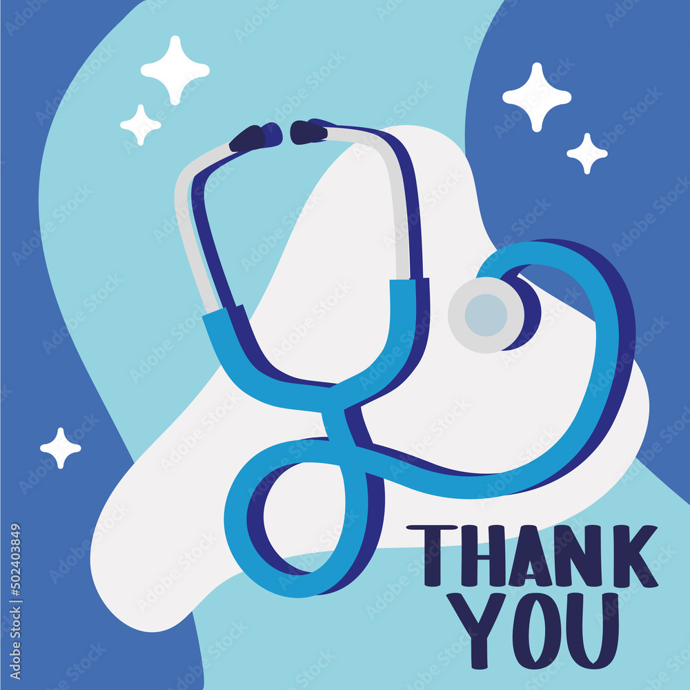 thank you lettering with stethoscope Stock Vector | Adobe Stock