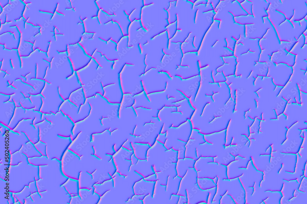 Normal map seamless texture of cracked dry soil. Bump mapping of ...