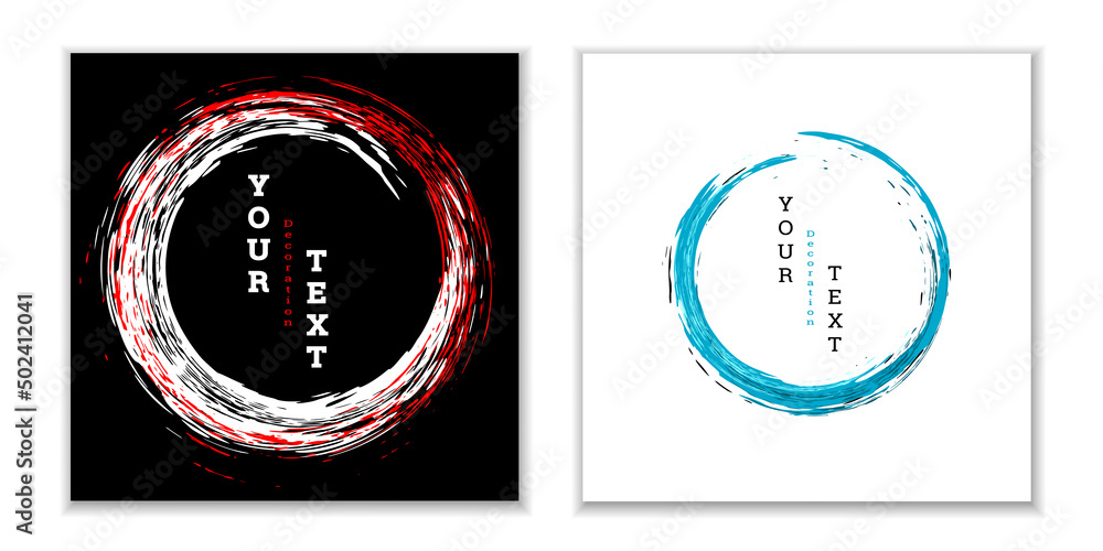 Zen ink circle emblem. Set. Paint strokes. Multi-colored strokes ...