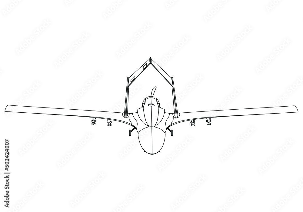Military drone isolated on white background. Vector Military machine ...