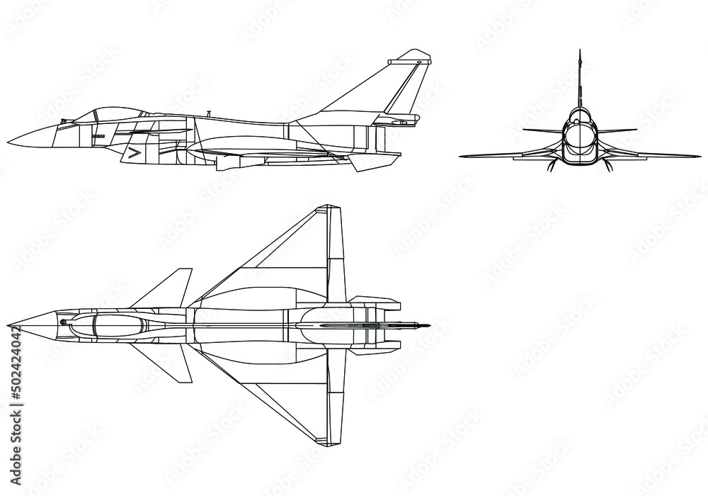 Fighter jet drawing line art vector illustration for coloring book ...