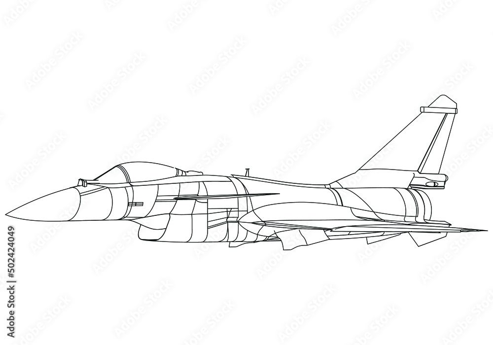 Fighter jet drawing line art vector illustration for coloring book ...