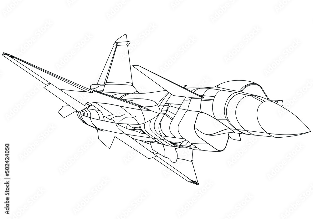 Fighter jet drawing line art vector illustration for coloring book ...