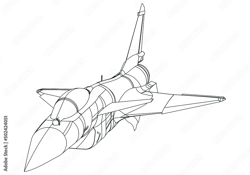 Fighter jet drawing line art vector illustration for coloring book ...