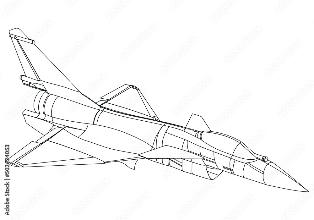 Fighter jet drawing line art vector illustration for coloring book ...
