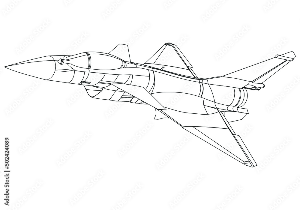 Fighter jet drawing line art vector illustration for coloring book ...