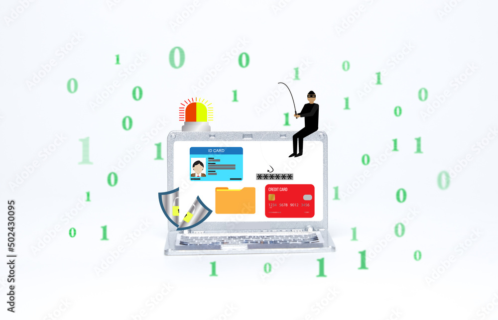 Hacking and phishing concept. A picture of illustration hacker try to ...