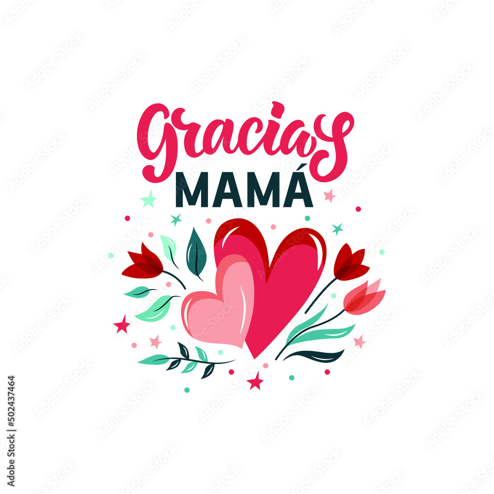 Gracias por todo Mama handwritten text in Spanish (Thanks for all Mom ...