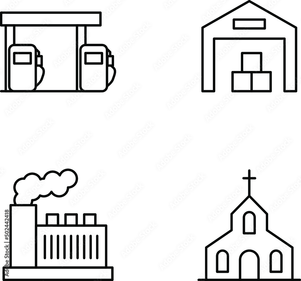 Simple Set of Buildings Related Vector Line Icons. Contains such icons ...