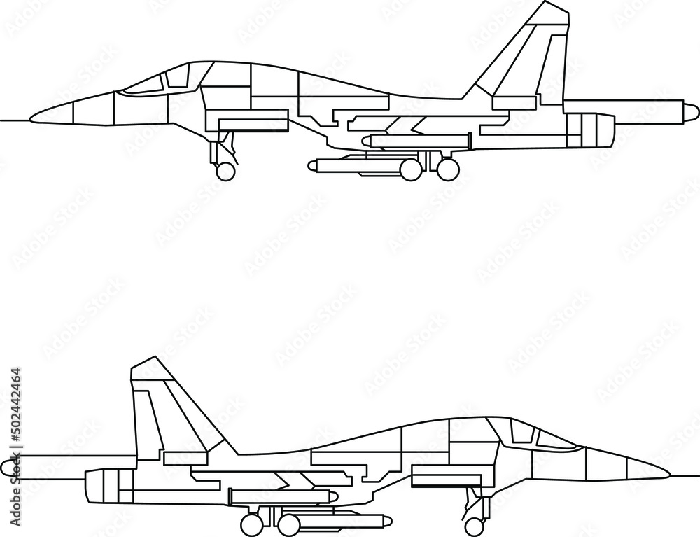 Su-34 Russian fighter-bomber aircraft icon vector image. Stock Vector ...