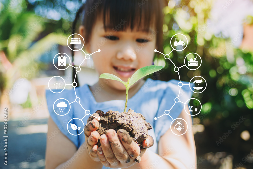 Modern agriculture with smart technology farm concept for renewable ...