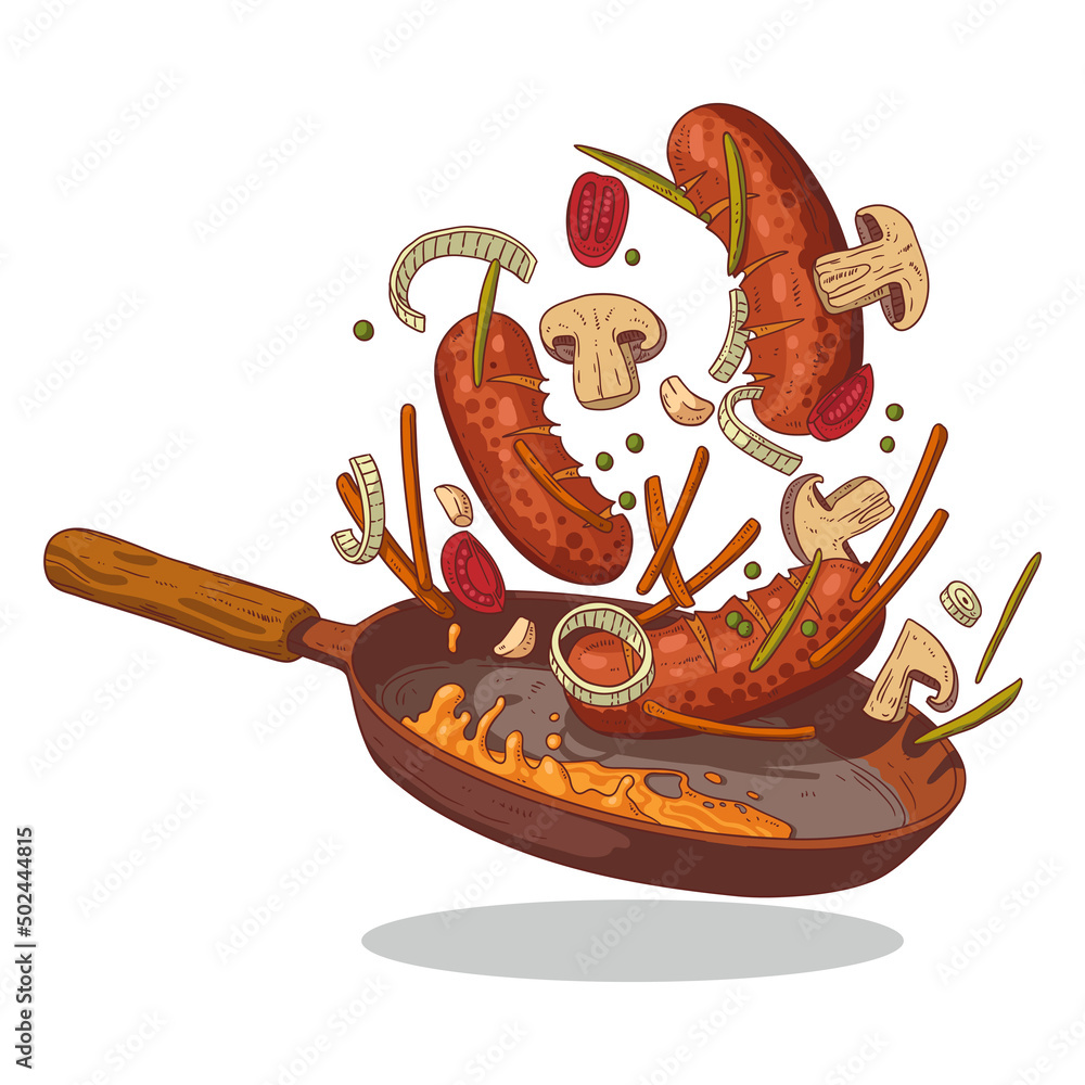A Cooking Process, isolated vector illustration. A vivid picture of a ...