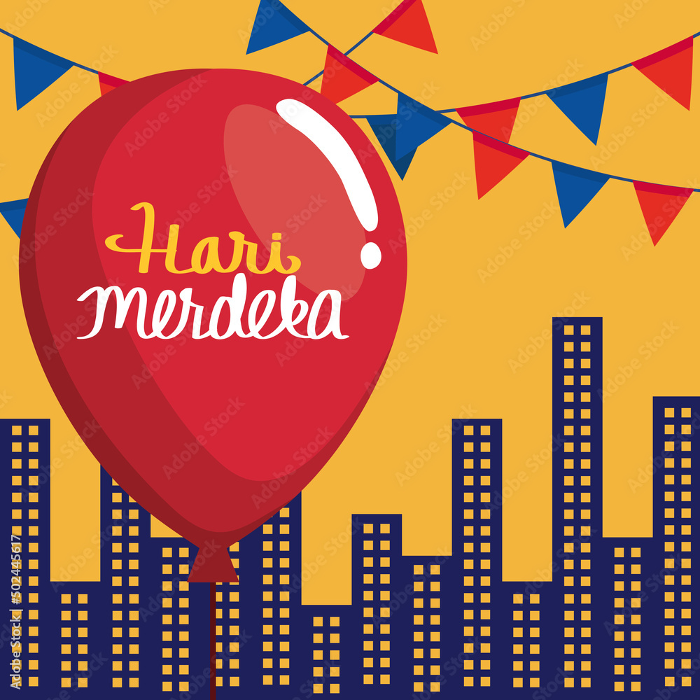 hari merdeka in balloon helium Stock Vector | Adobe Stock