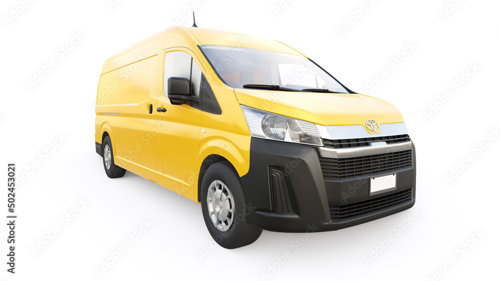 Tokyo, Japan. April 12, 2022: Toyota Hiace. Yellow commercial van for ...
