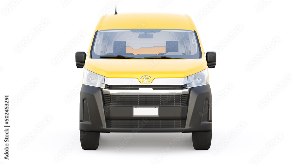 Tokyo, Japan. April 12, 2022: Toyota Hiace. Yellow commercial van for ...