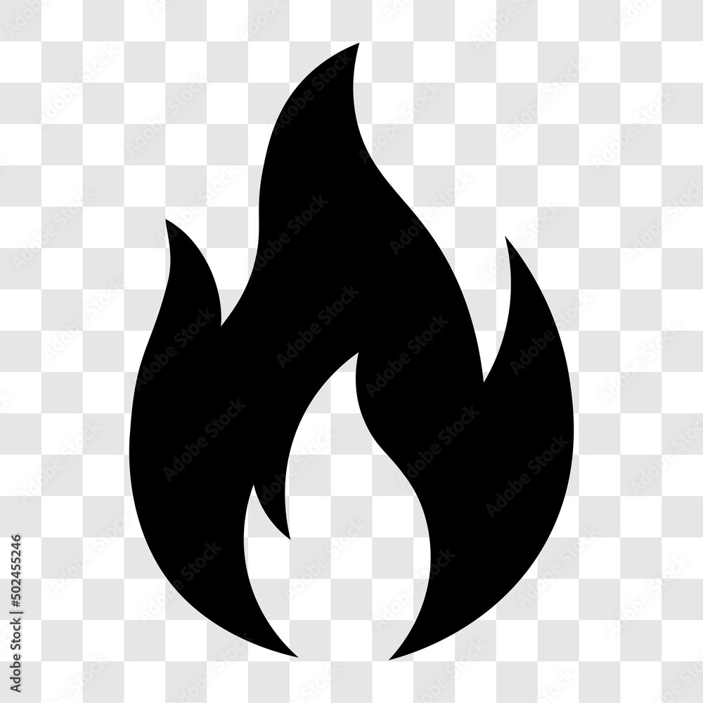 Flammable warning icon. Black fire flame danger symbol. Vector ...