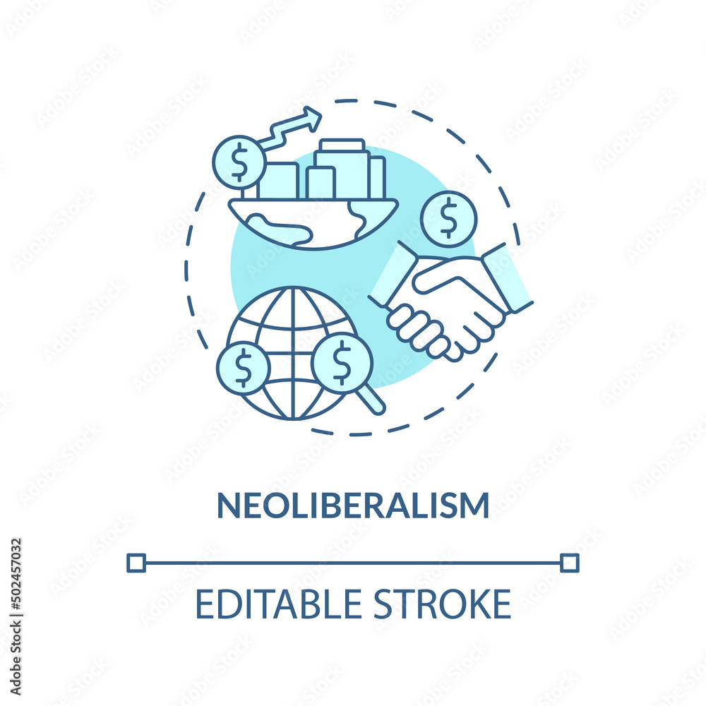 Vecteur Stock Neoliberalism turquoise concept icon. Free international ...