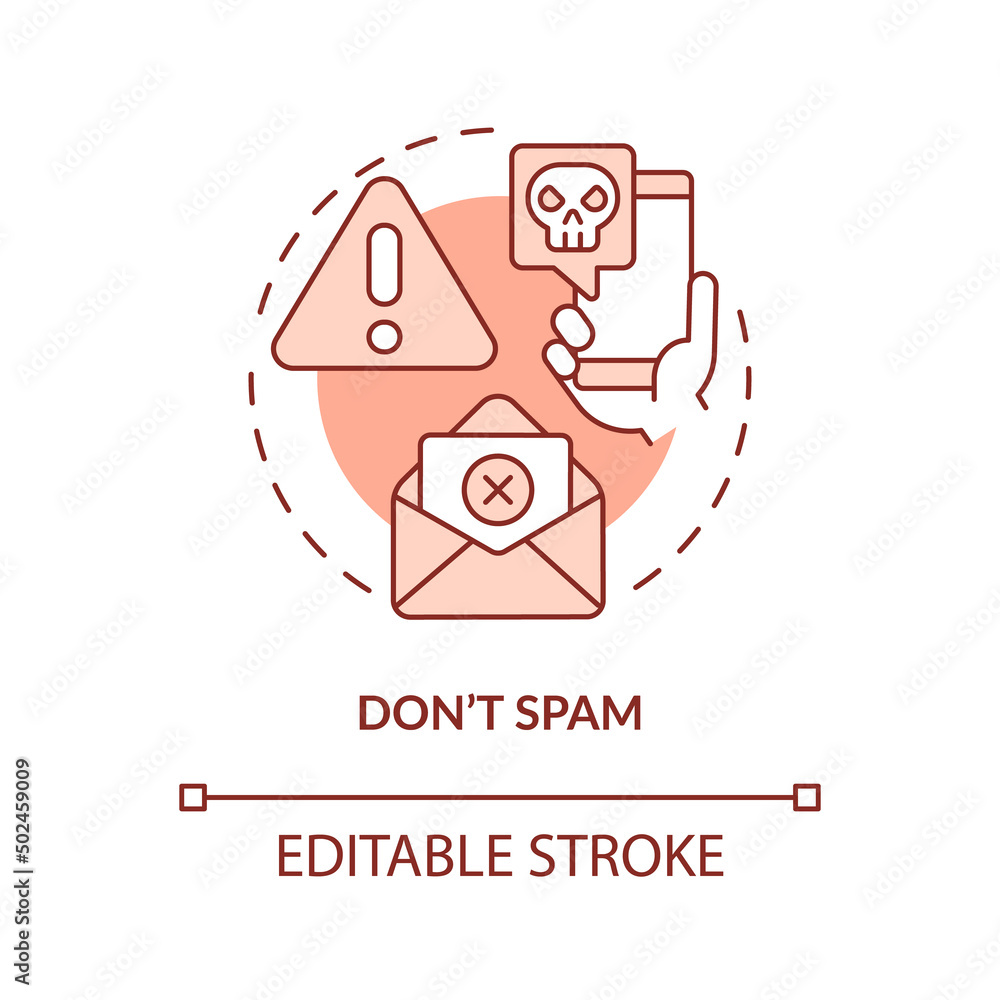 Do not spam red concept icon. Unwanted message. Online communication ...