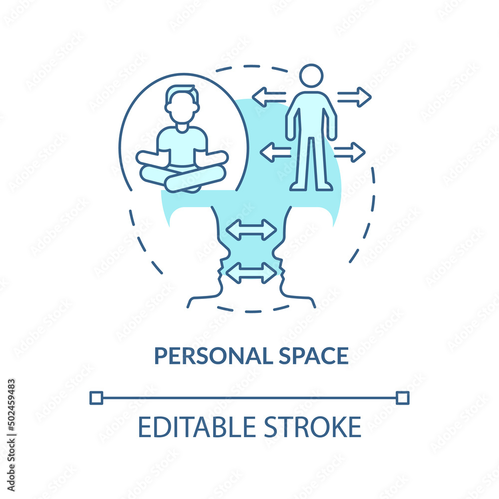 Personal space turquoise concept icon. Keep distance. Comfort zone ...