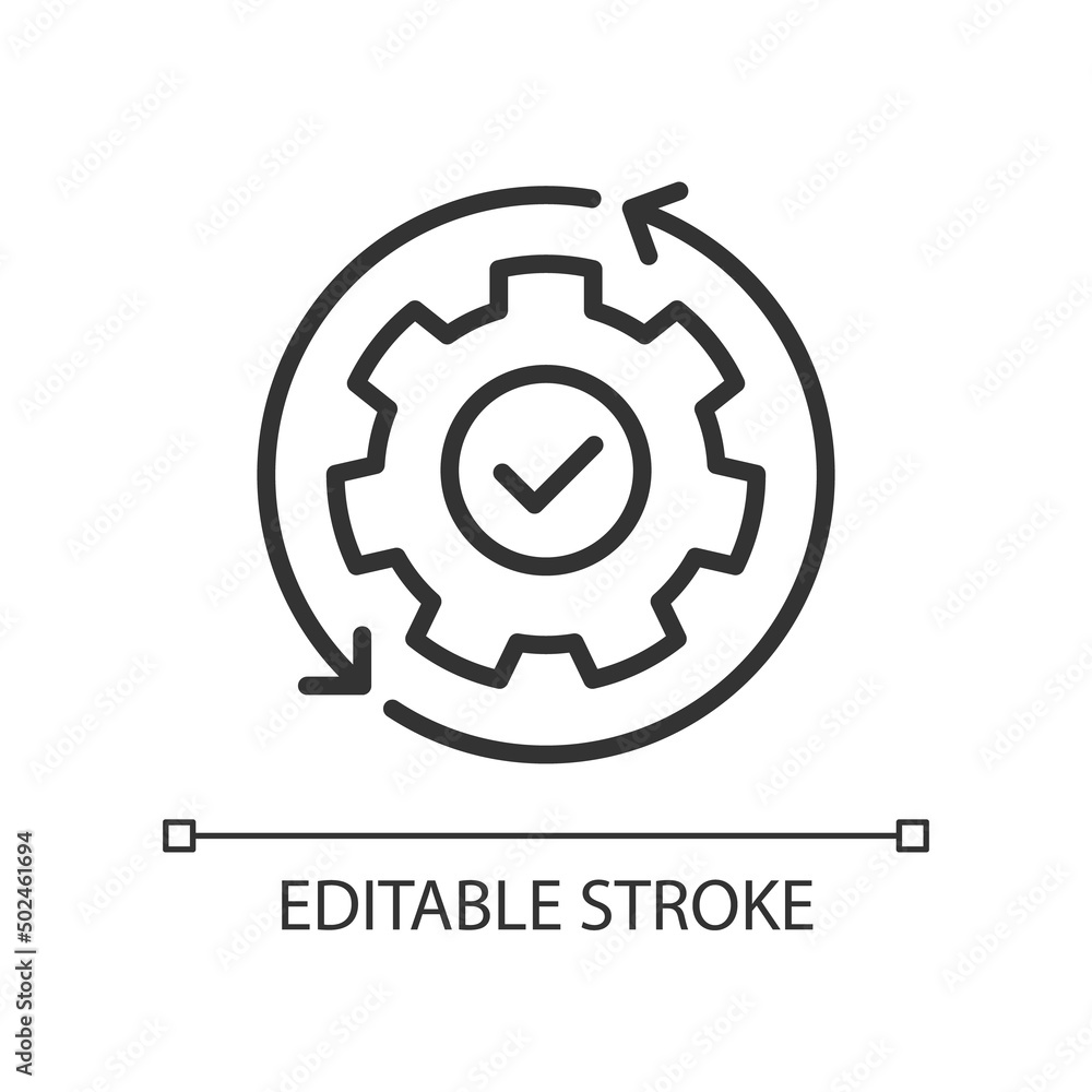 Automation pixel perfect linear icon. Manufacturing process. Boost ...