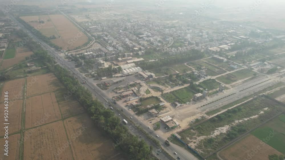 SA Gardens and Lahore Smart City Aerial View of Pakistani Farms, kala ...