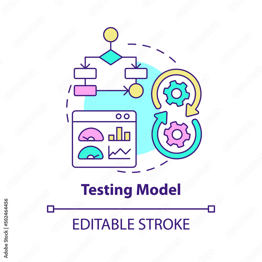 Testing model concept icon. Problem solving step in machine learning ...