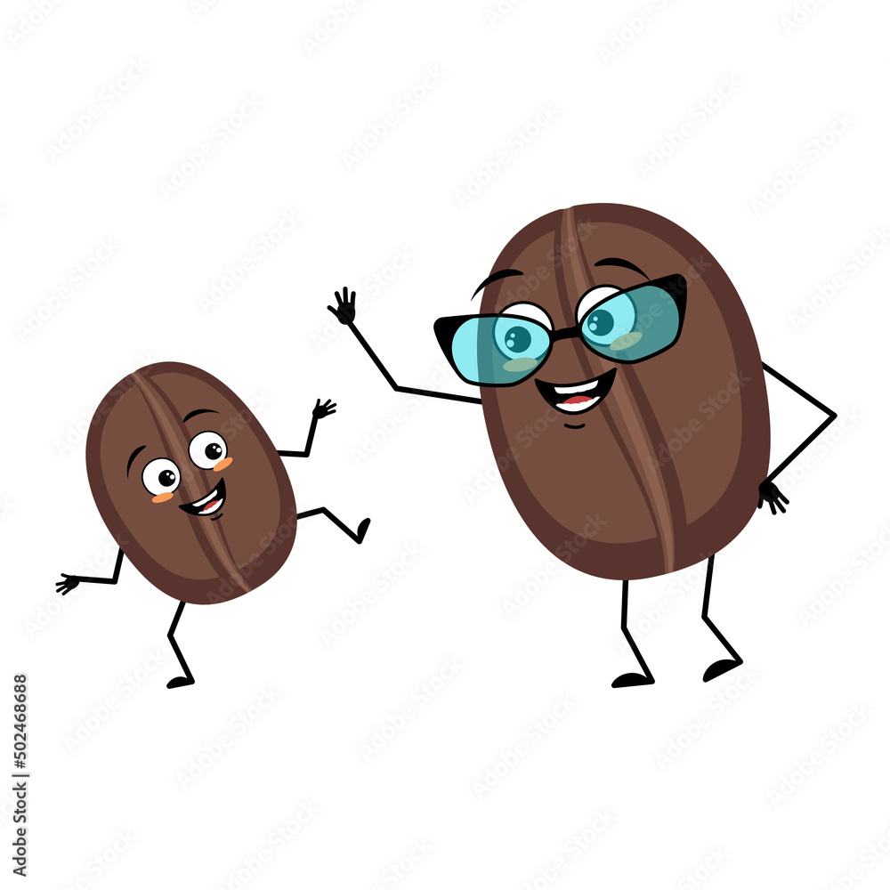 Vetor de Fig character with glasses and grandson dancing with happy ...