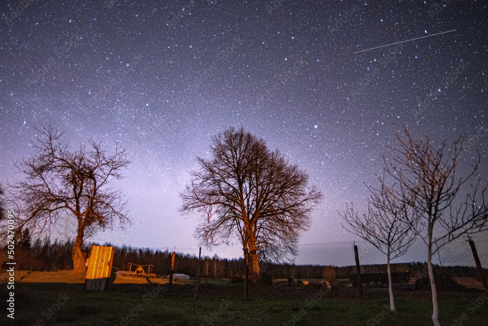 Starry Night In Country Background