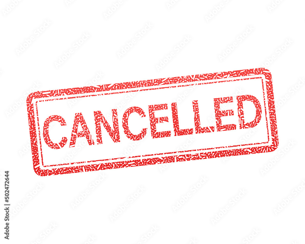 Grunge textured. Banner with red cancelled stamp on transparent ...