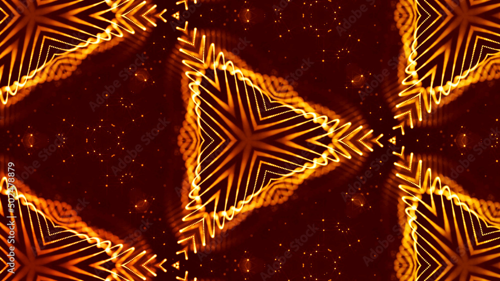 3d render. Gold motion design background with symmetrical pattern ...