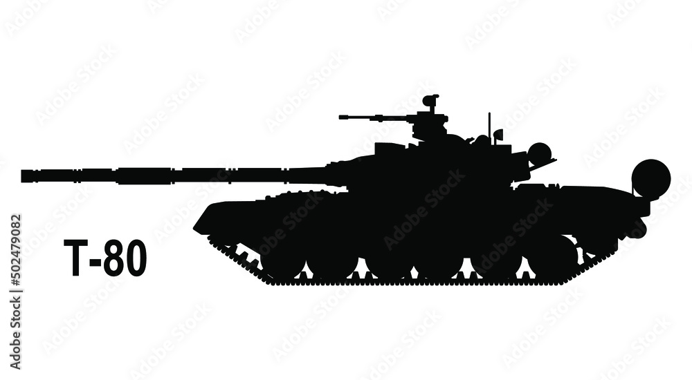Battle tank T-80. Tank icon. Vector illustration. Tank silhouette Stock ...