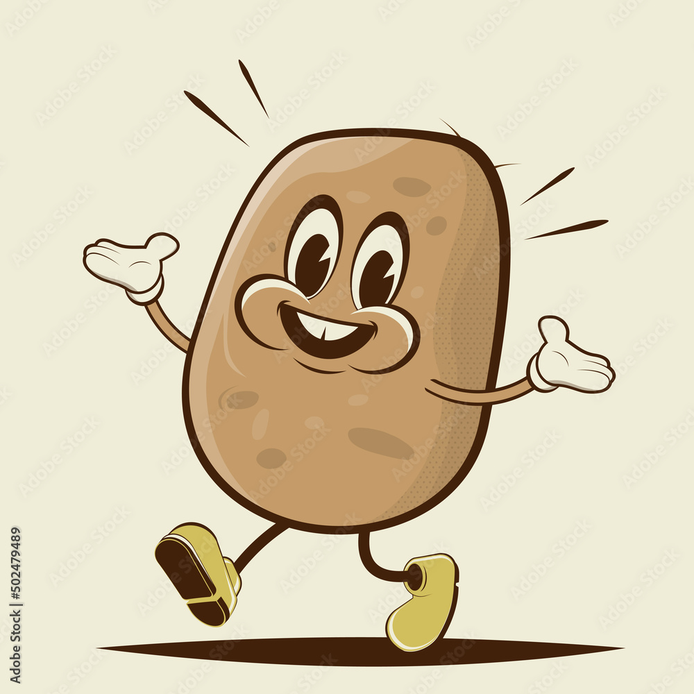 funny illustration of a walking cartoon potato Stock Vector | Adobe Stock