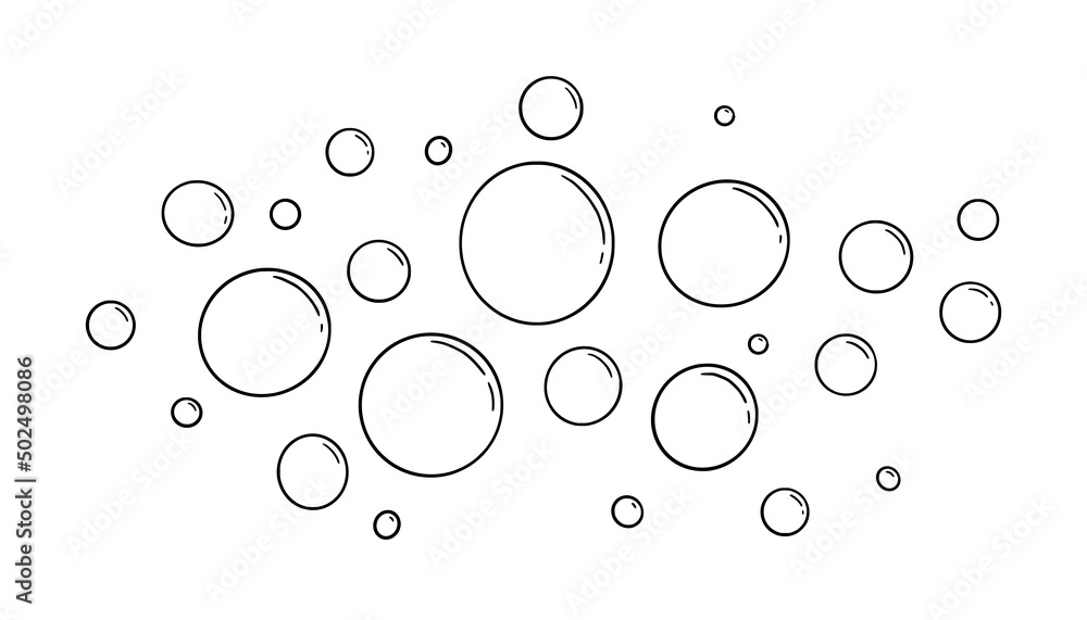 Water bubble doodle. Hand drawn line sketch style bubble sparkle. Water ...