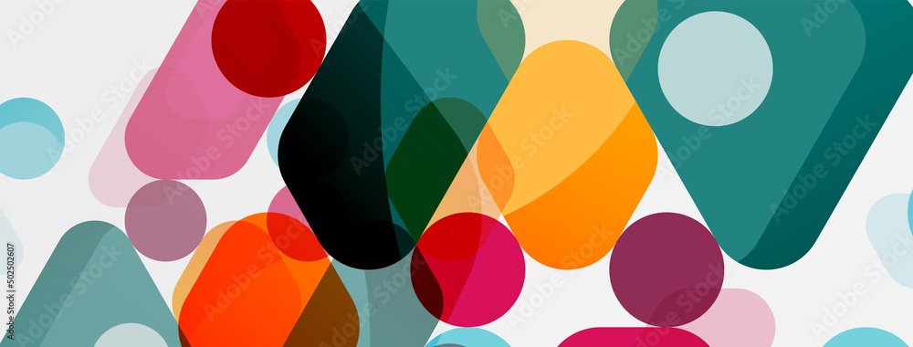 Color bubbles and rounded geometric shapes on white. Vector geometric ...