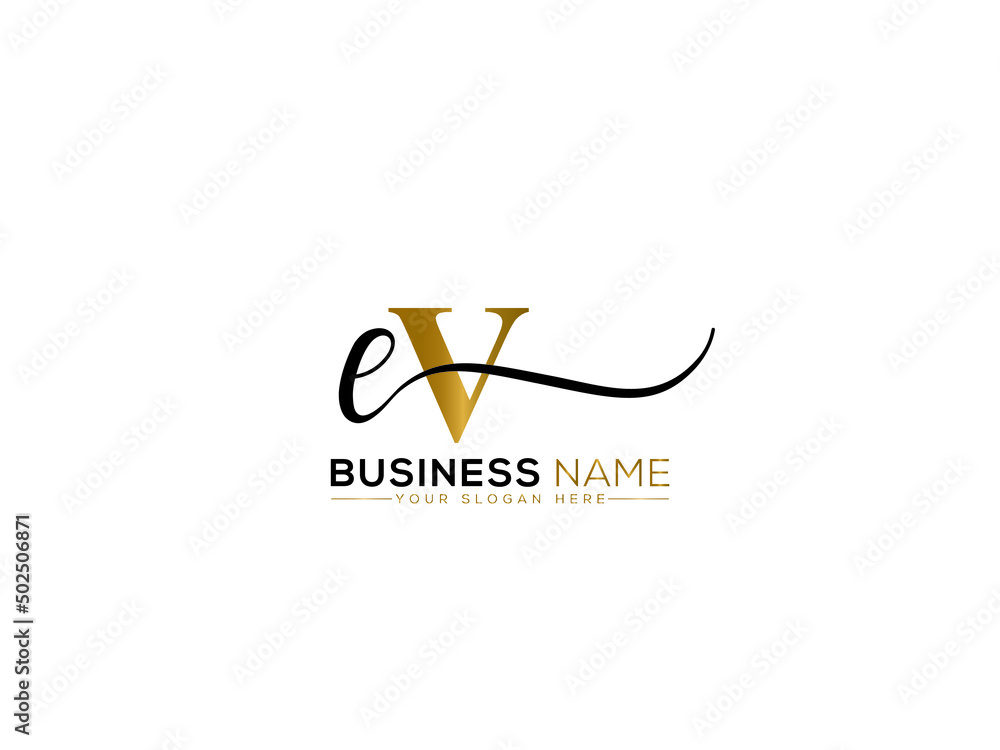 Signature EV Logo Icon, Letter Ev ve Signature Logo Vector For All Kind ...
