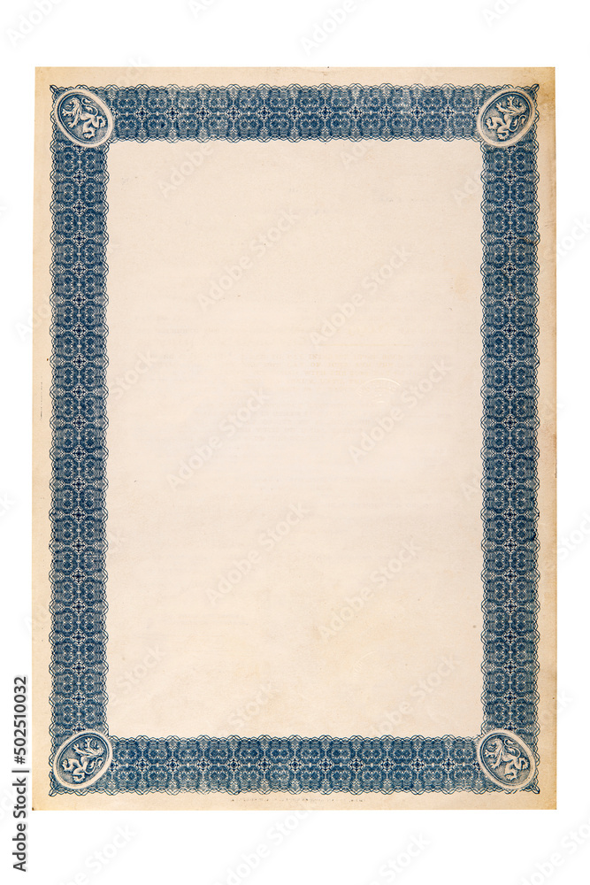 blank actual certificate with elegant border. vintage certificate or ...