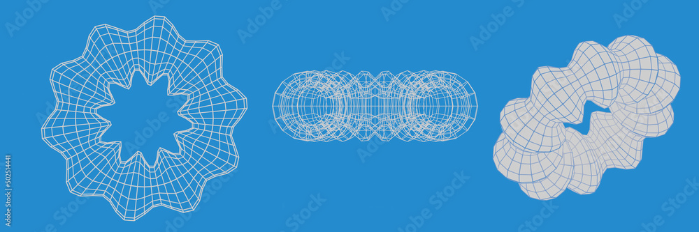 Rigged torus. Set of different types of abstract Rigged torus geometric ...